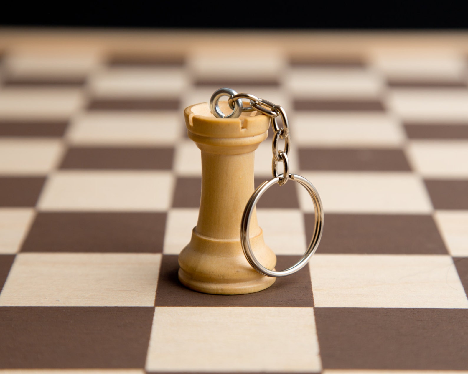 Chess Piece Keychain - White Rook / Tower - Wood (recycled/upcycled ...