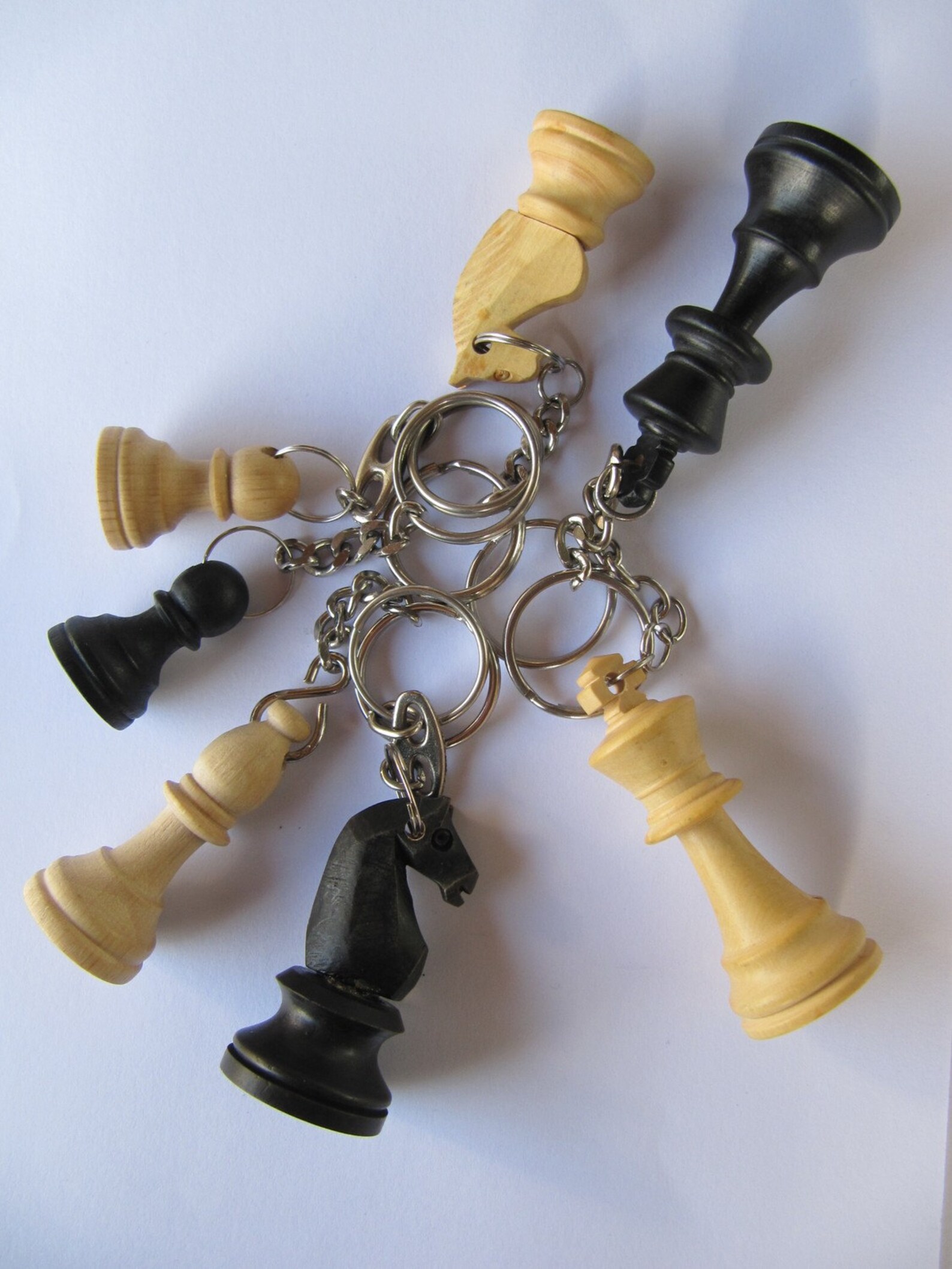 Chess Piece Keychain - White Rook / Tower - Wood (recycled/upcycled ...