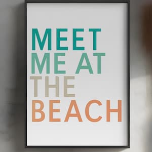 Meet Me at the Beach Beachy Wall Art Coastal Decor Poster, Matte ...