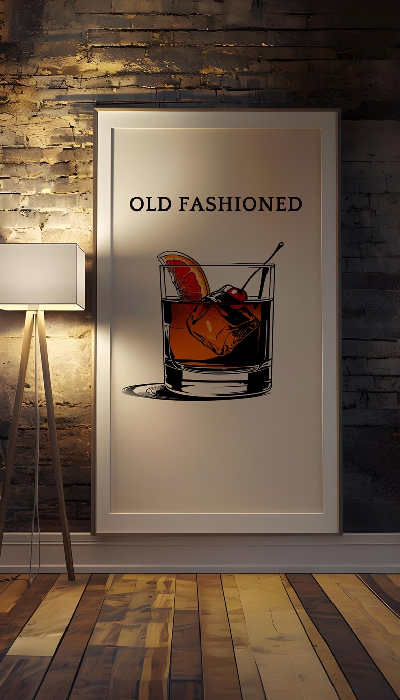 Signature Cocktail Old Fashioned Print - Minimalist Style, Vintage ...