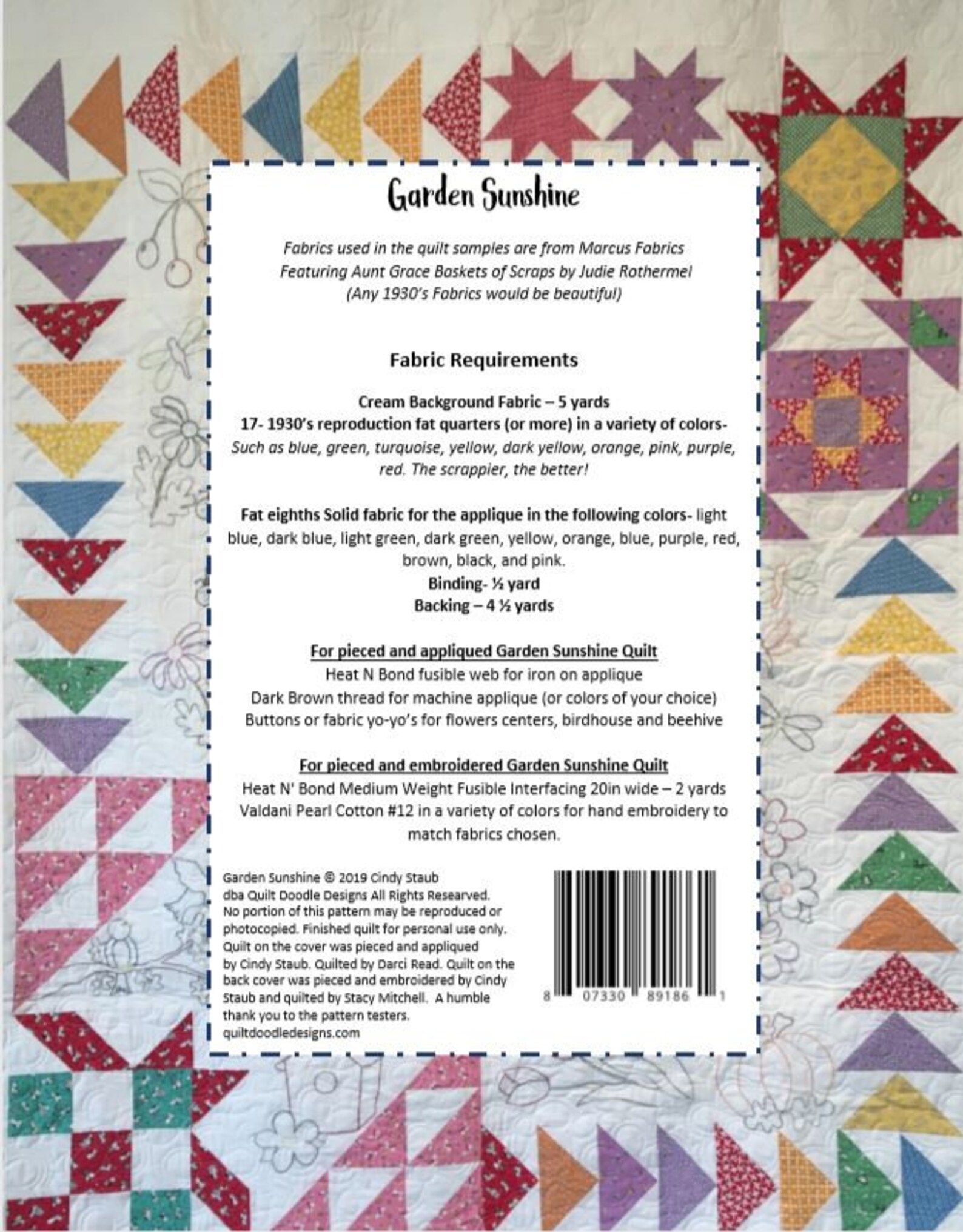 Garden Sunshine Complete PDF Pattern From Quilt Doodle Designs | Etsy