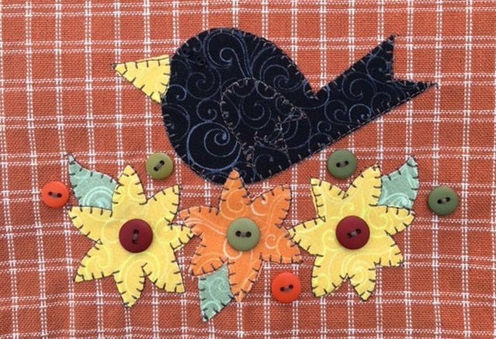 Fall Black Crow Applique PDF Pattern for Tea Towel - Etsy