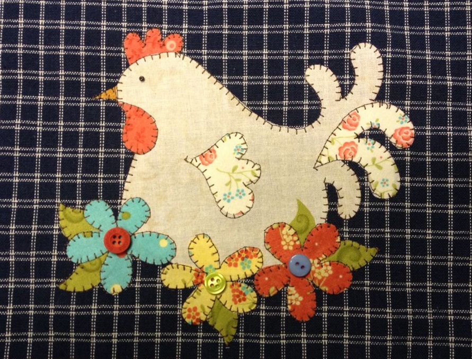 Hen Applique PDF Pattern for Tea Towel by Quilt Doodle Designs - Etsy