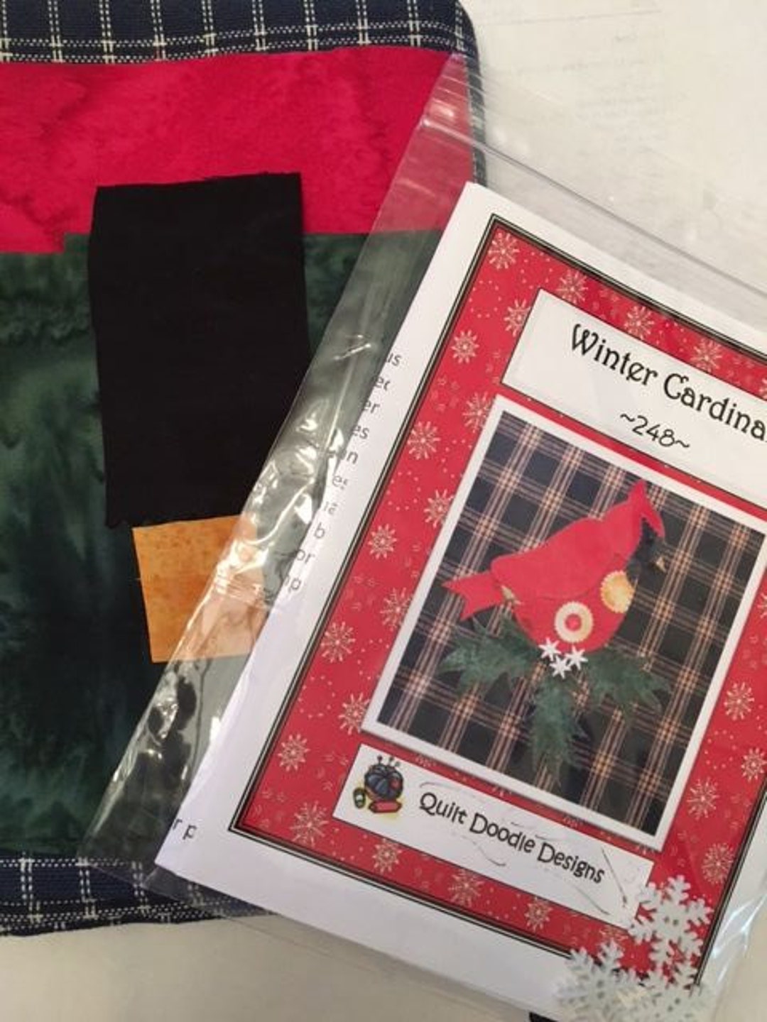 Winter Cardinal Applique Tea Towel Kit With Pattern, Blue Towel - Etsy