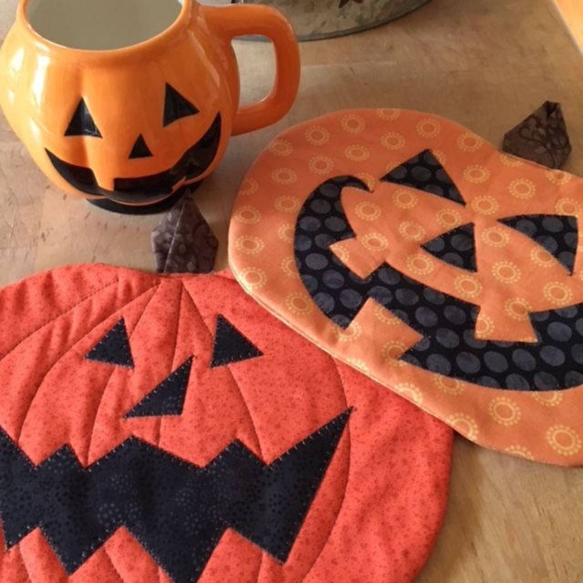 Pumpkin Heads Halloween Pumpkin Mug Mats PDF Pattern - Etsy