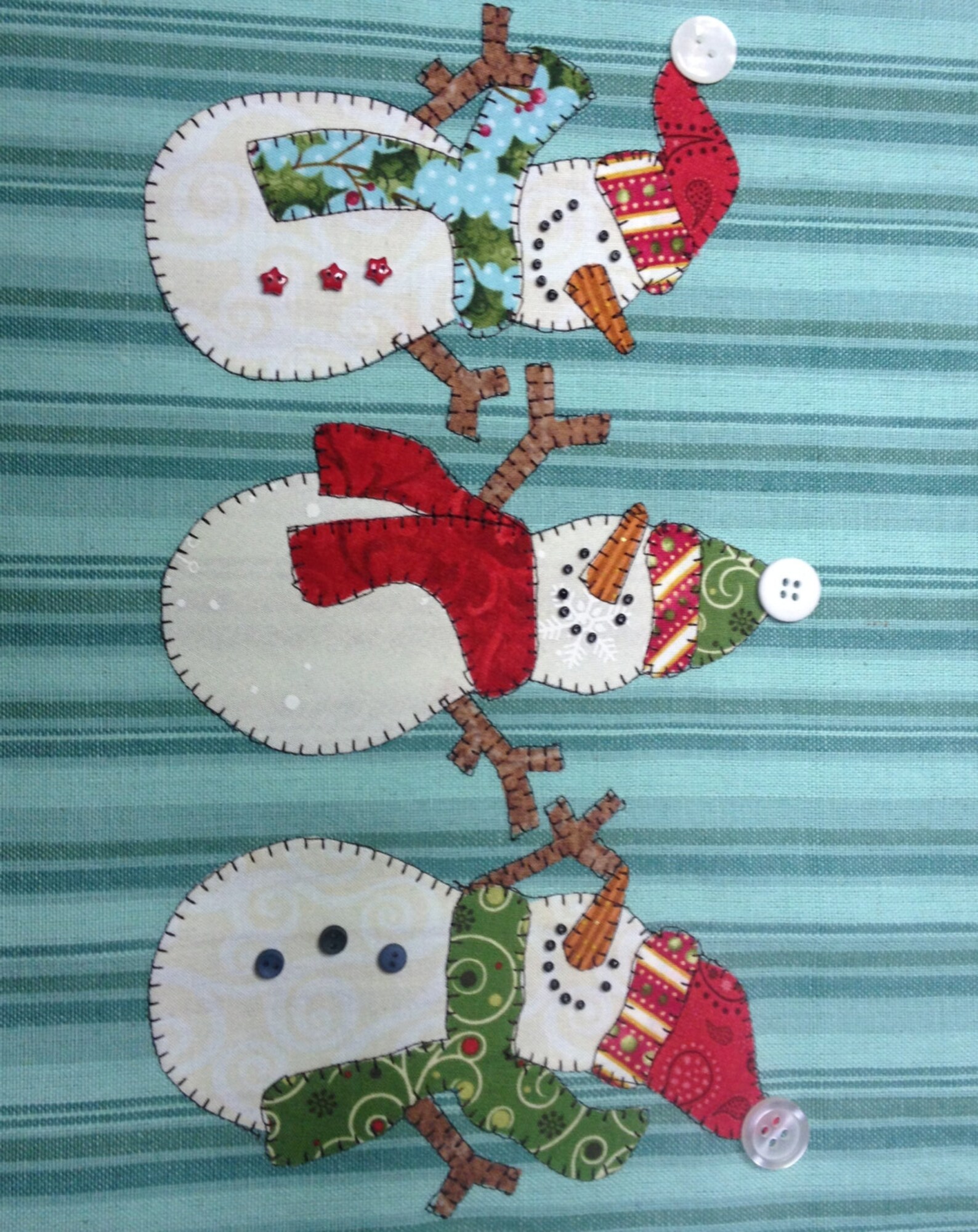 Snowman Trio Applique Packaged Pattern for Tea Towel - Etsy
