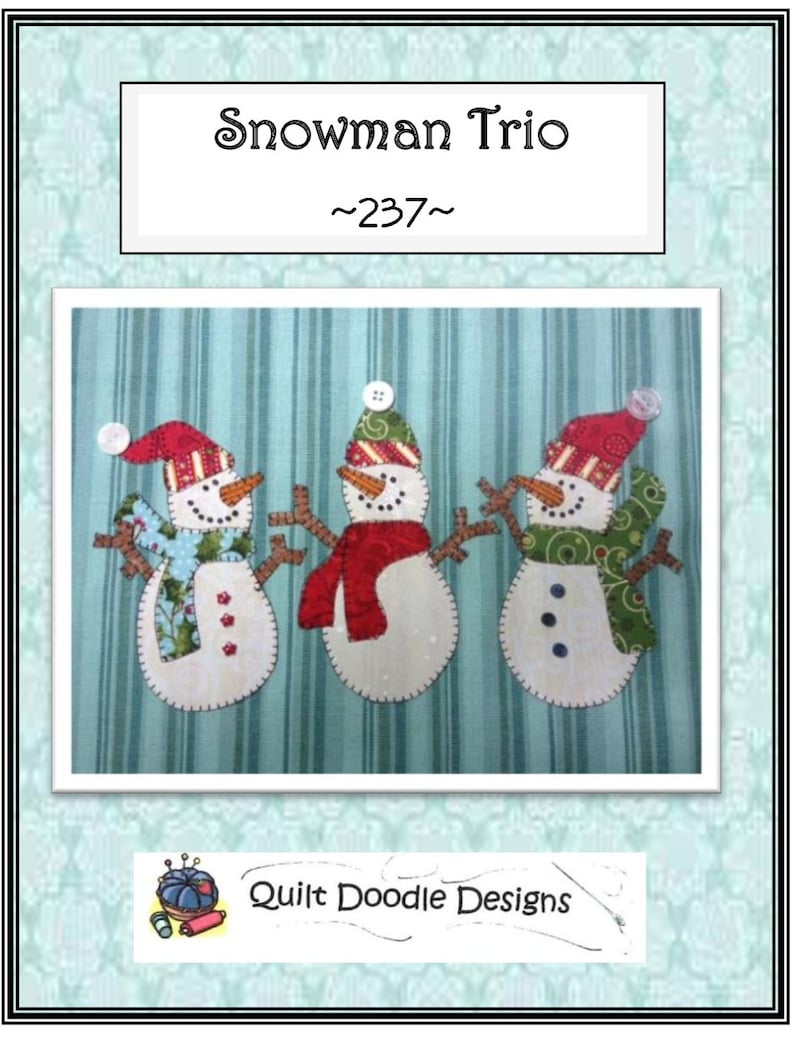 Snowman Trio Applique Packaged Pattern for Tea Towel - Etsy