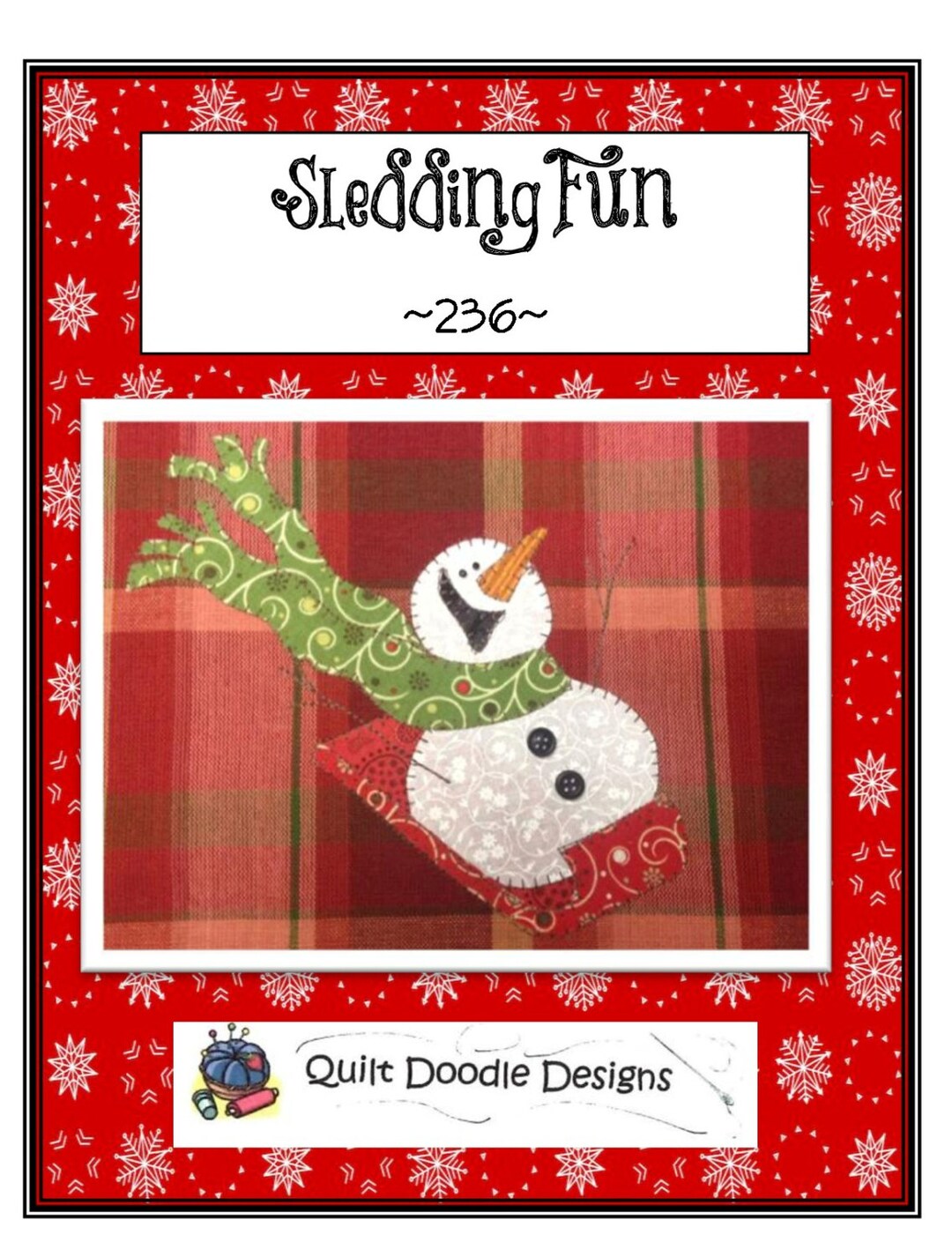 Sledding Fun, A Cute Snowman Applique Packaged Pattern for Tea Towel - Etsy