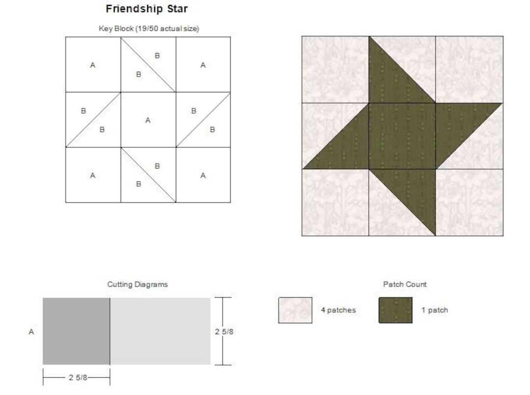 Friendship Star Block Directions for BOM 2022 Printed Pattern - Etsy