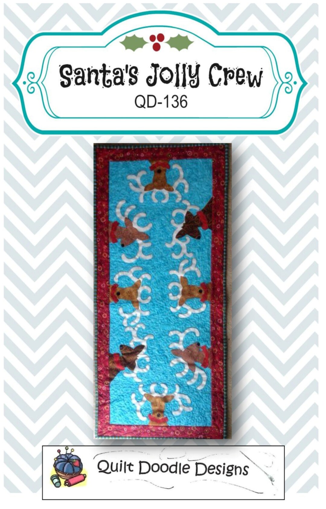 Santa's Jolly Crew Packaged Table Runner Pattern From Quilt Doodle ...