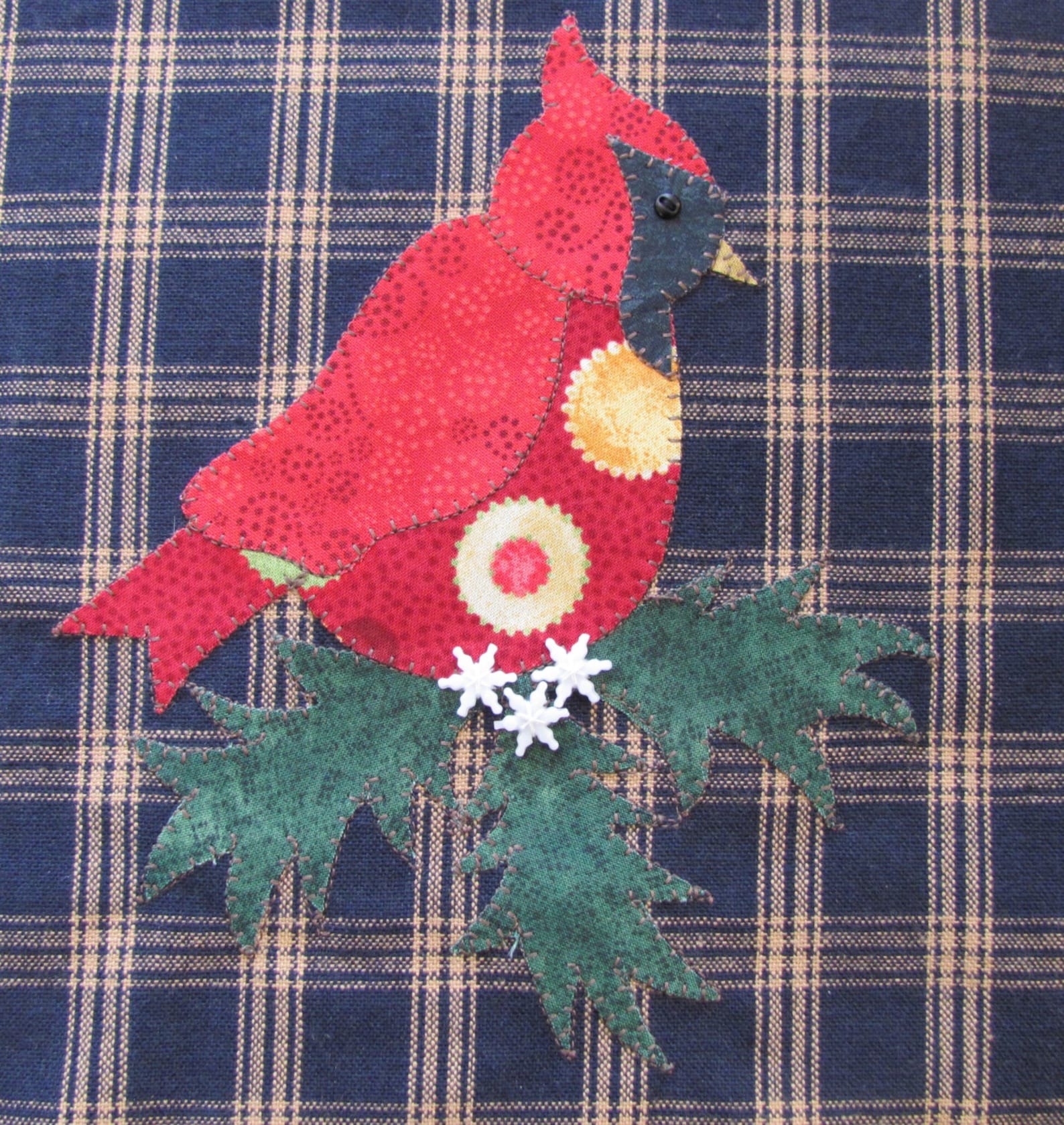 Winter Cardinal Christmas Applique PDF Pattern for Tea Towel - Etsy
