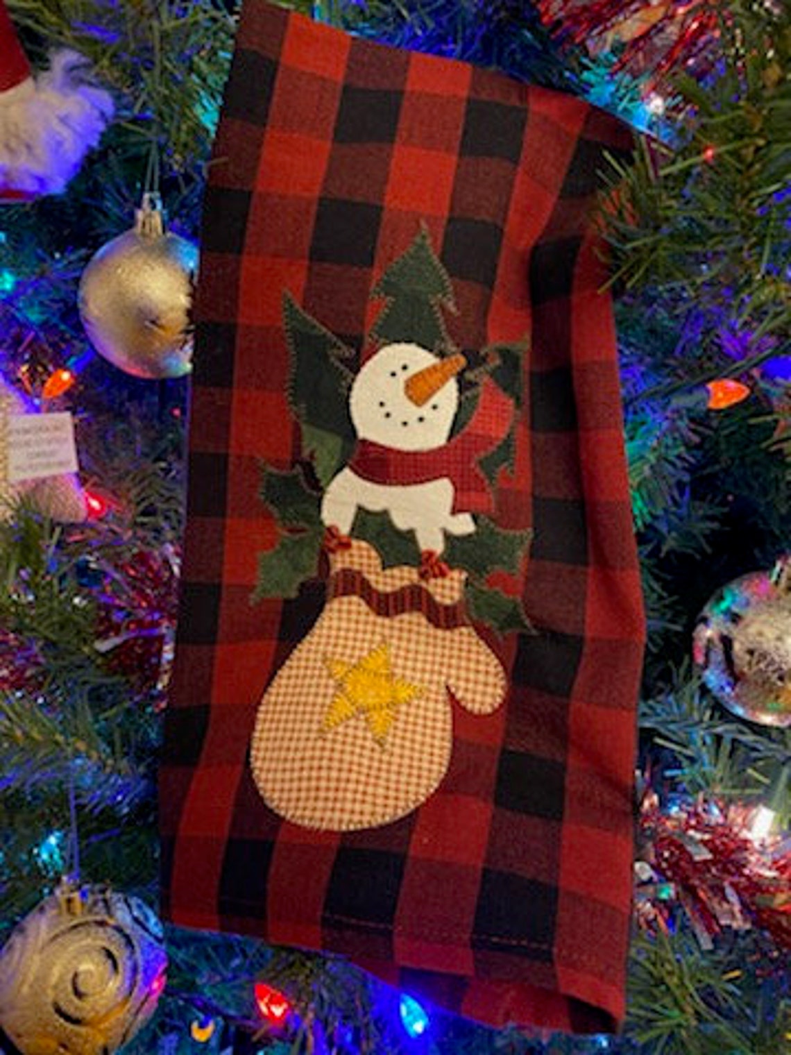 Mitten Snowman Applique PDF Pattern for Tea Towel, A Cute Snowman ...