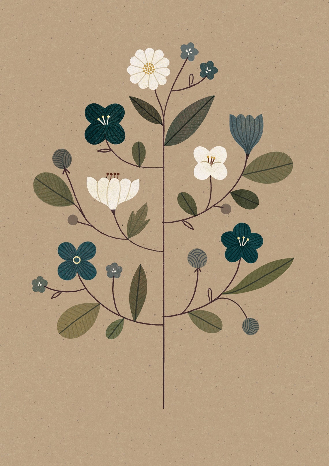 Flower Stem A4 Giclée Print - Etsy