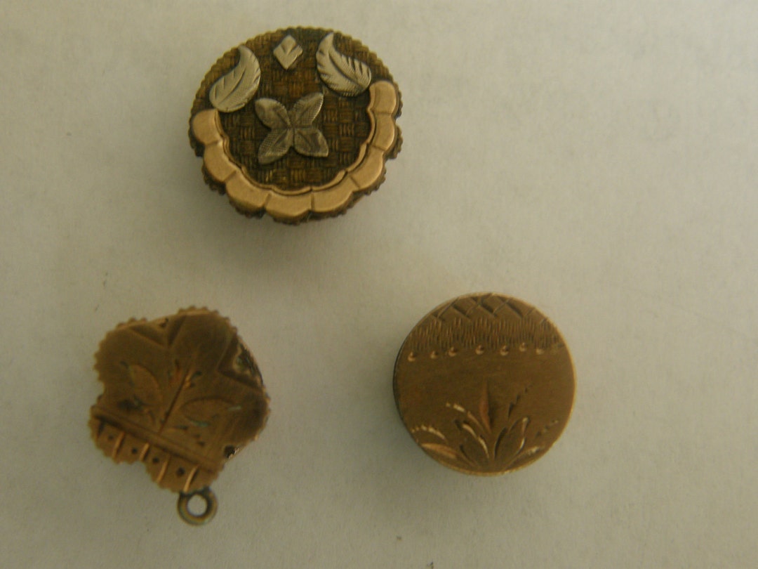 Victorian Cuff Buttons - 3 Singles in Rose Gold, Yellow, Gold and ...