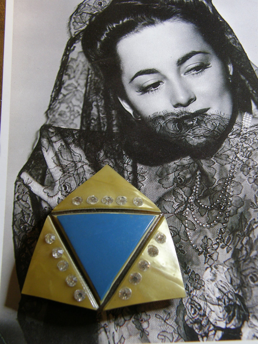 Vintage Celluloid Brooch With Rhinestones Circa the 1920's - Etsy