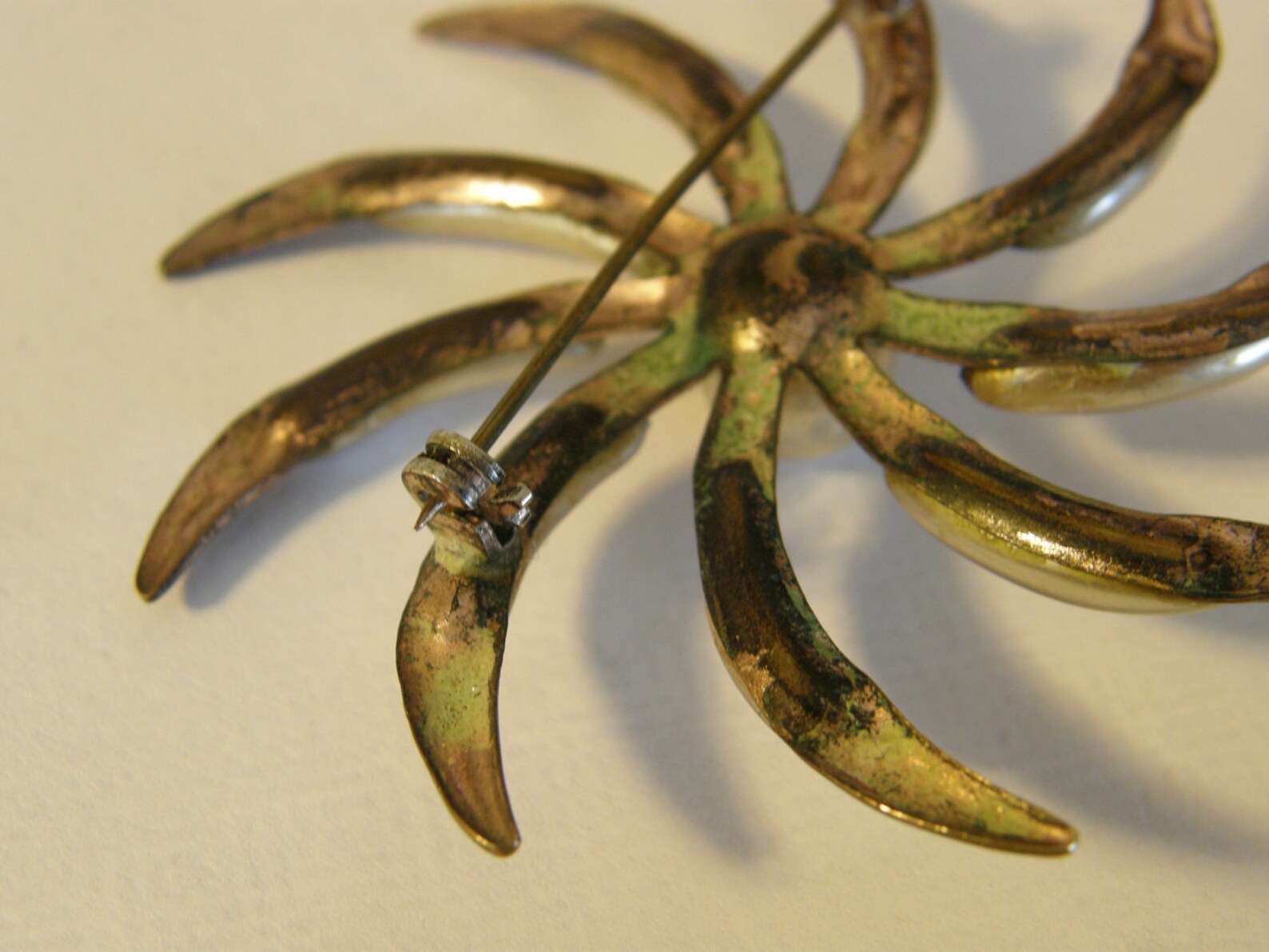 Vintage Copper and Faux Pearl Pinwheel Brooch From the 50's or 60's - Etsy