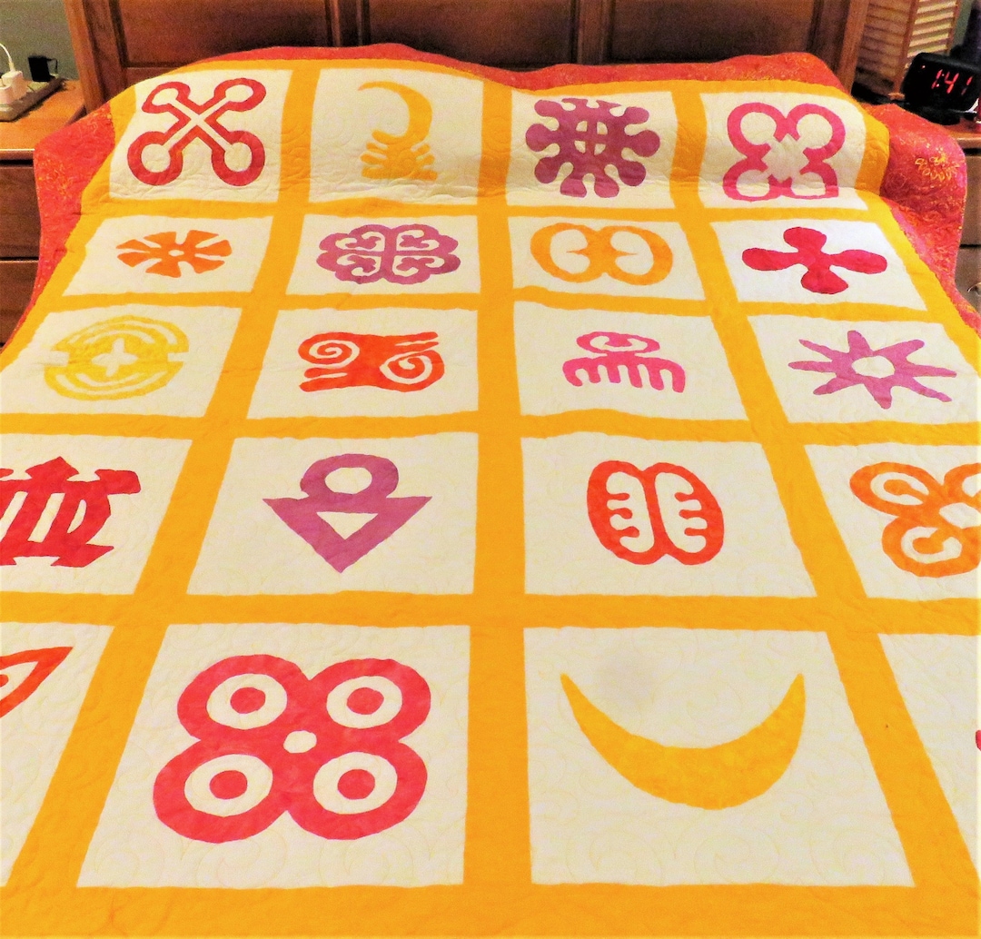 African Adinkra Symbols-- Quilted Wall Hanging in Colors of Passion ...