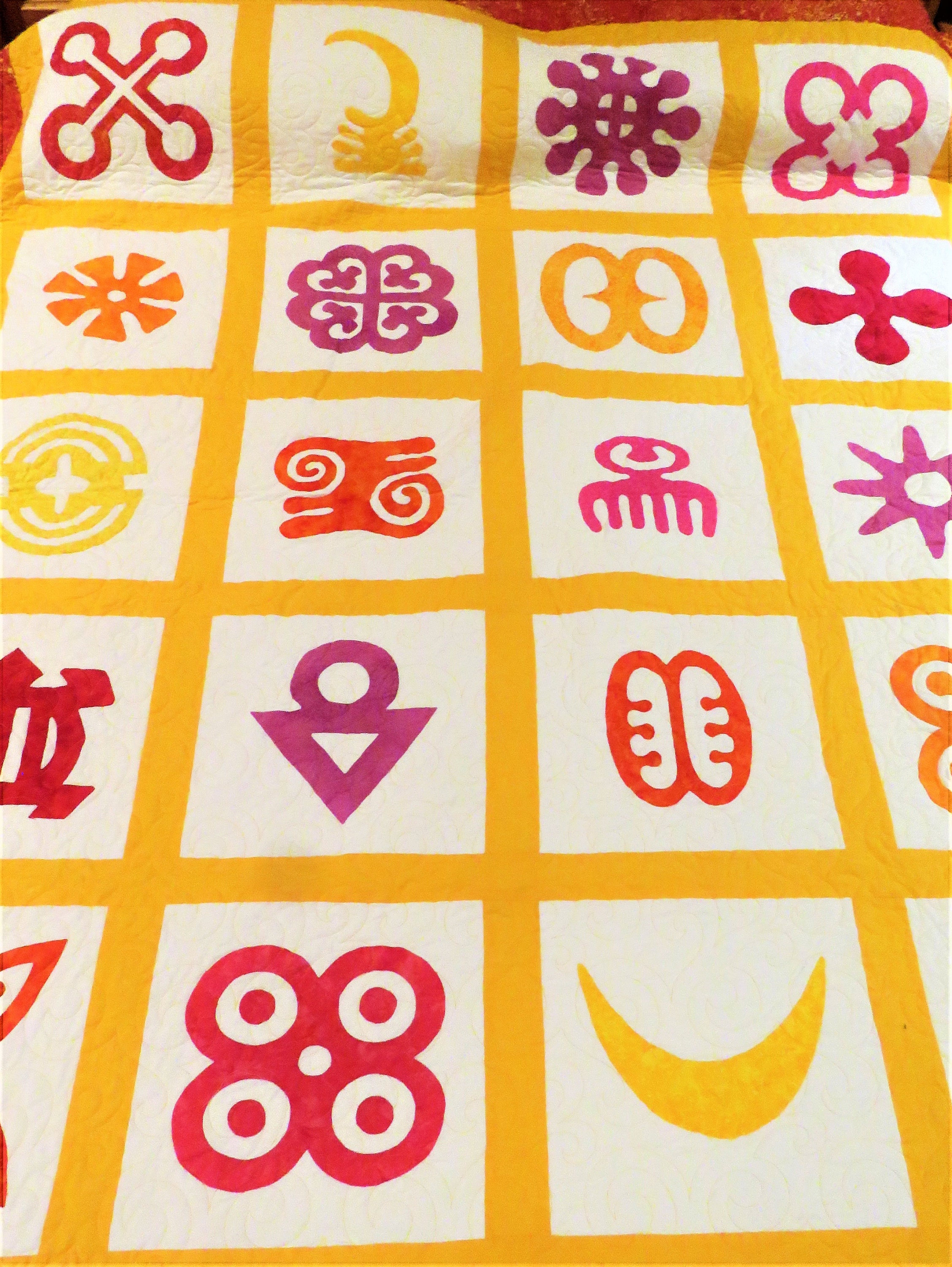 African Adinkra Symbols-- Quilted Wall Hanging in Colors of Passion ...