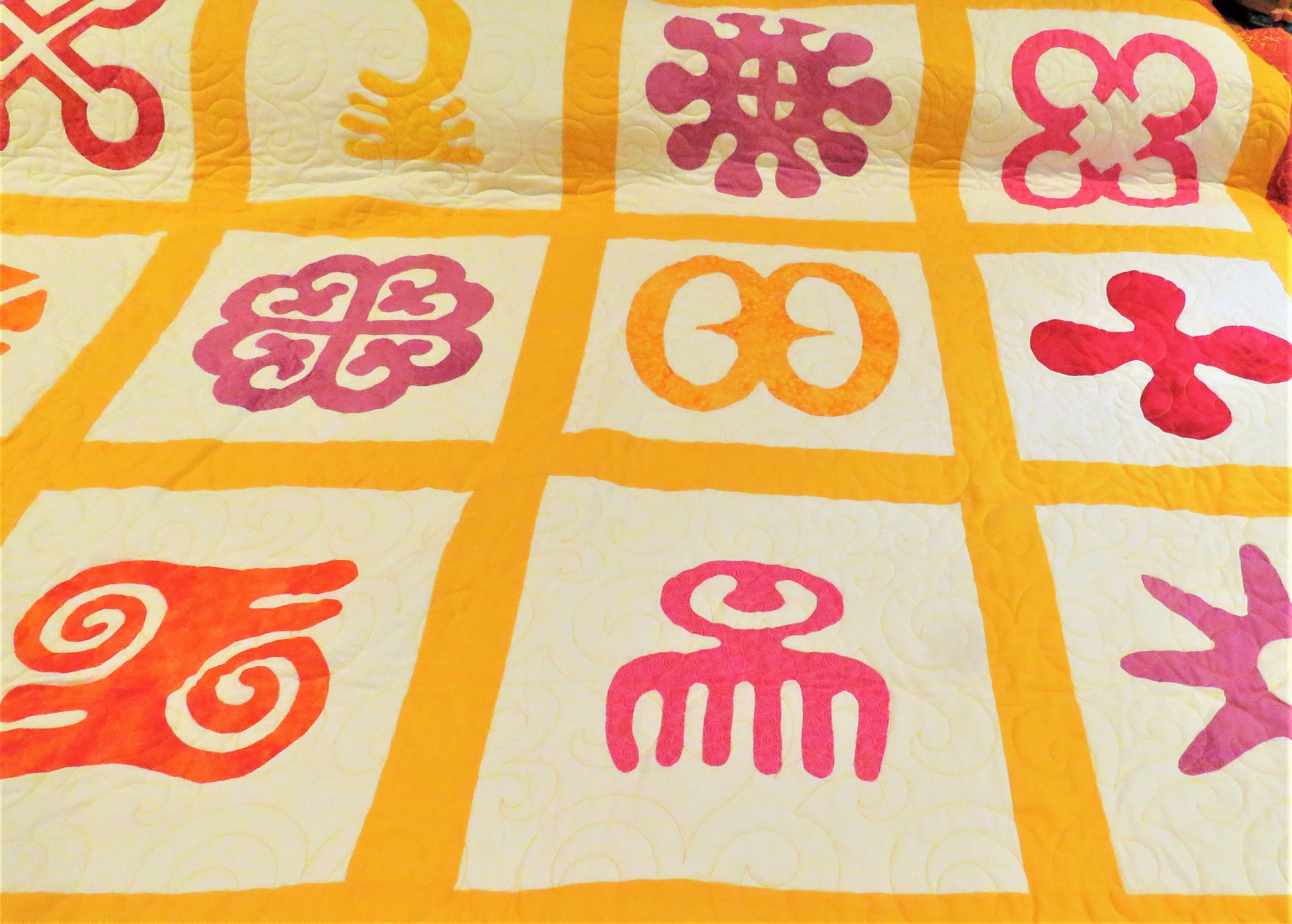 African Adinkra Symbols-- Quilted Wall Hanging in Colors of Passion ...