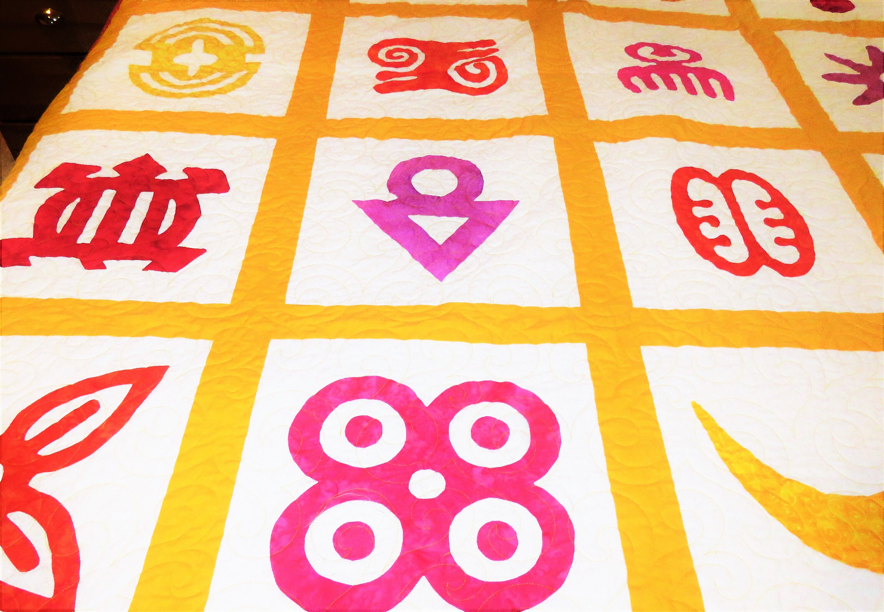African Adinkra Symbols-- Quilted Wall Hanging in Colors of Passion ...