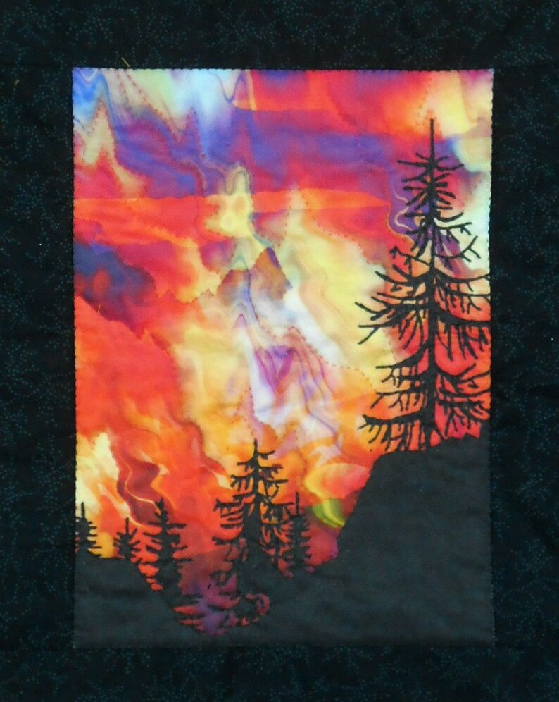 Quilted Wall Hanging Fire on the Mountain Wildfire in Black - Etsy