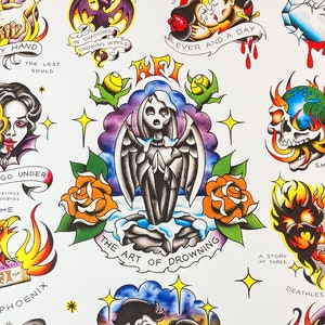 AFI Tattoo Flash - Art of Drowning - Etsy