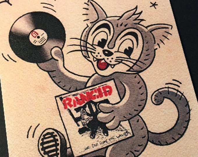 Rancid Tattoo Flash Cat | Etsy
