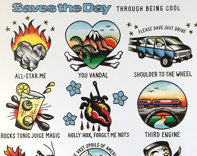 Saves the Day Tattoo Flash - Etsy