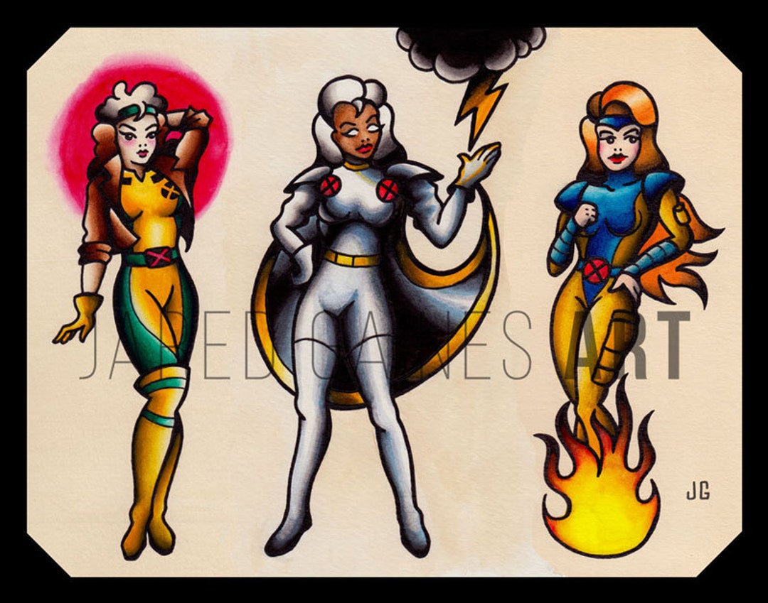 X-men Tattoo Art Print Pin up 1 - Etsy