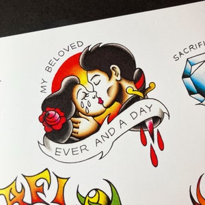 AFI Tattoo Flash - Art of Drowning - Etsy