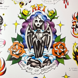 AFI Tattoo Flash - Art of Drowning - Etsy
