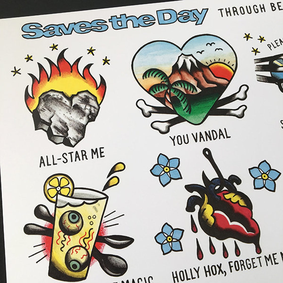 Saves the Day Tattoo Flash - Etsy