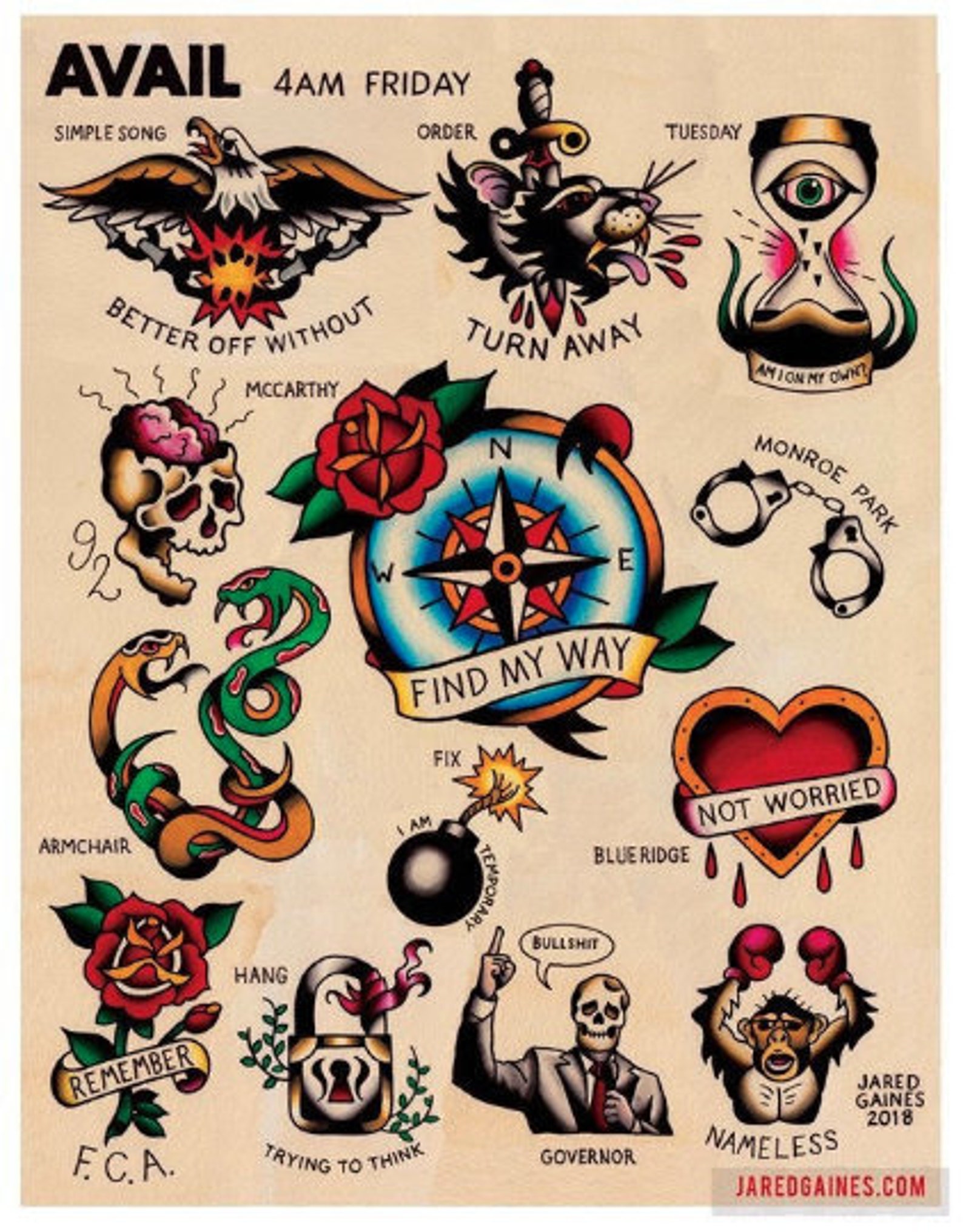 Avail 4am Friday Tattoo Flash | Etsy