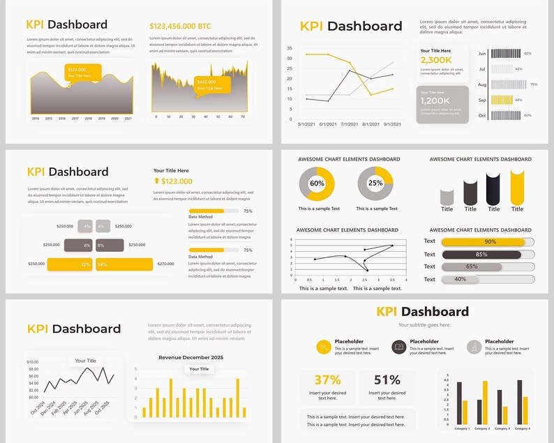 KPI Dashboard Powerpoint Template, KPI Dashboard Kit Powerpoint ...