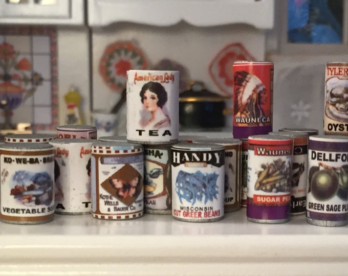 Miniature Food Cans Set of 24 Mini Food Dollhouse - Etsy