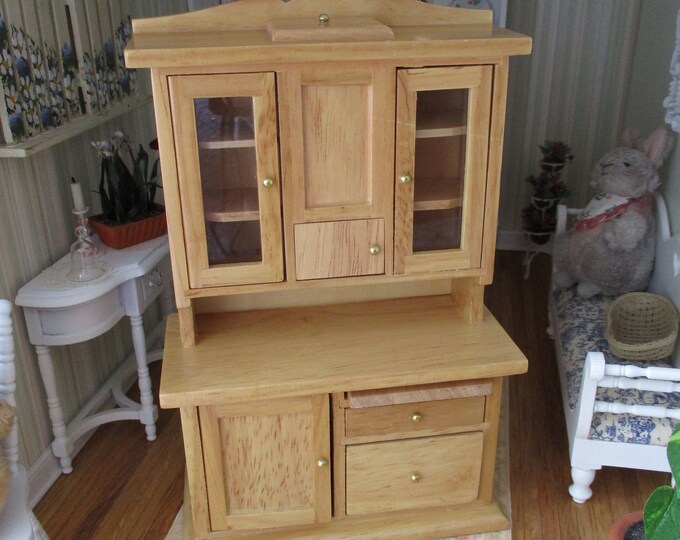 Dollhouse Kitchen Cabinet w/ Flour Bin 1:12 Scale Miniature Furniture ...