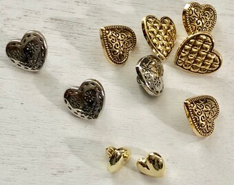Gold heart buttons | Etsy
