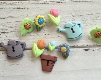 Flower pot buttons | Etsy