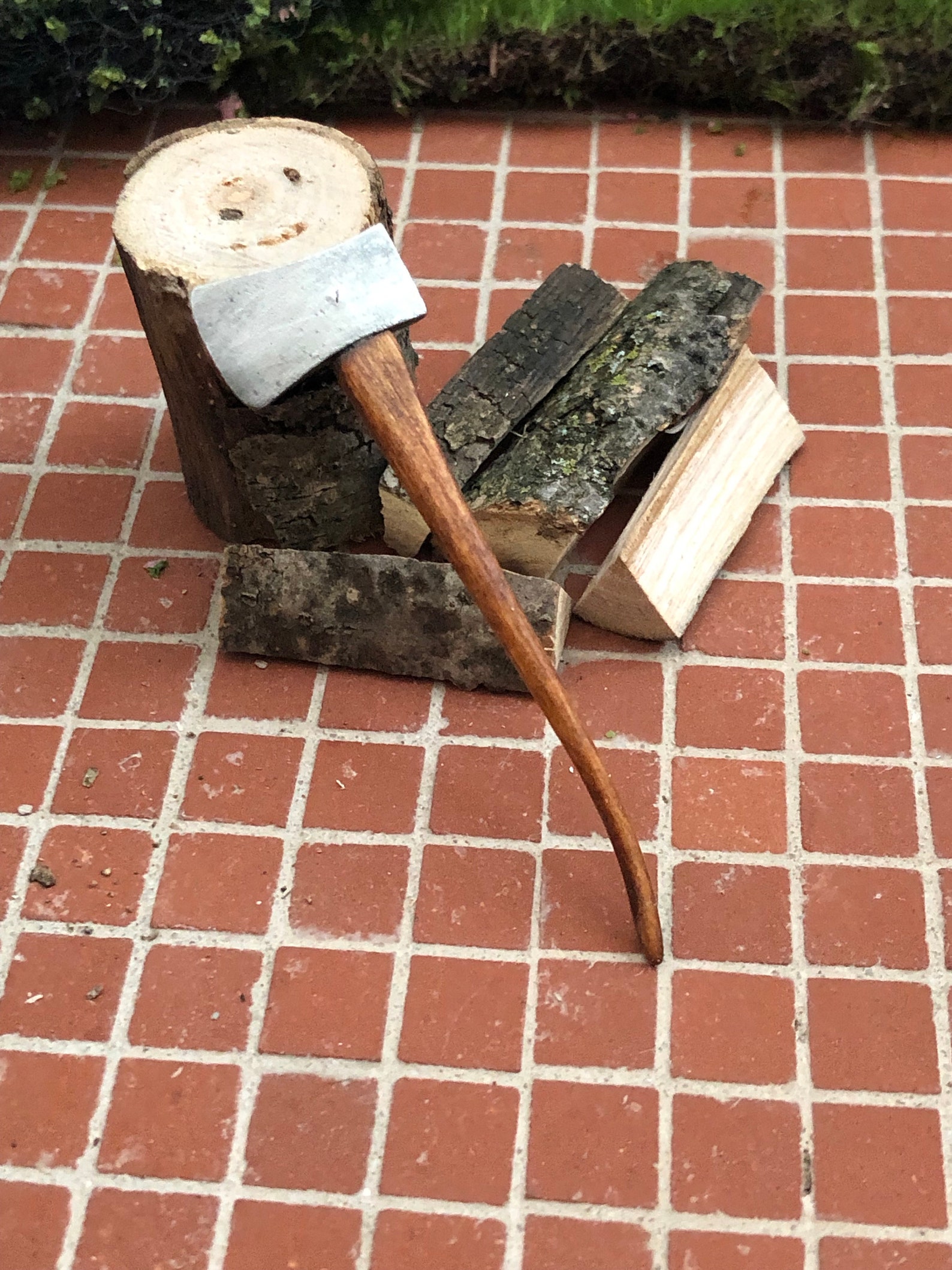 Miniature Axe Set with Stump and Logs Hand Crafted Axe | Etsy