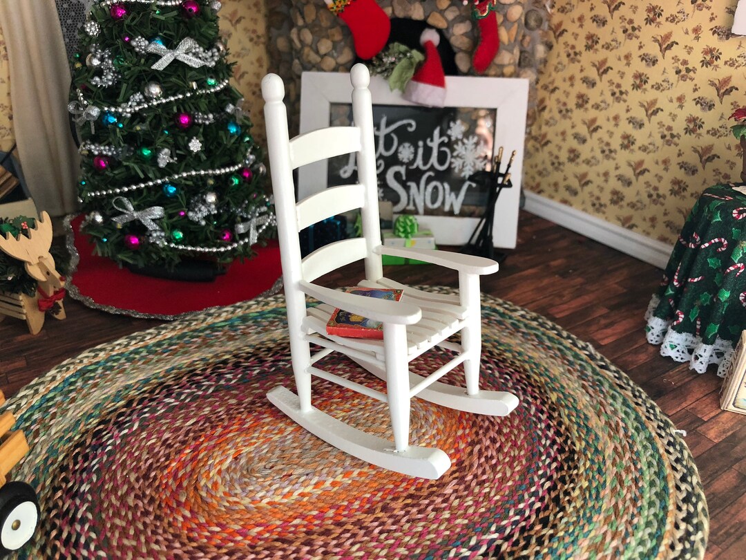 Miniature Rocking Chair, White Wood Rocker, Cabin Style Rocking Chair ...