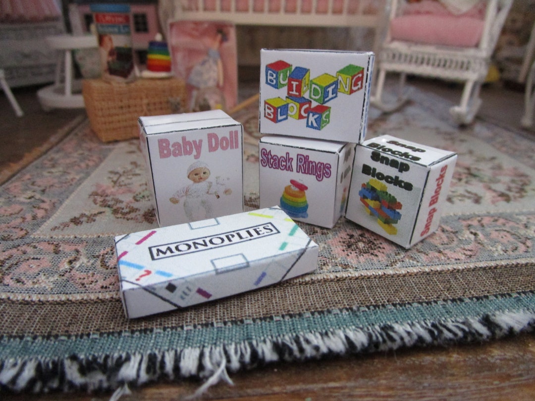 Miniature Game Toy Boxes Set, 5 Pieces, Mini Toys, CLEARANCE, Dollhouse ...