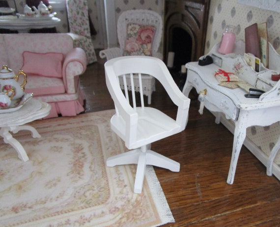 Miniature White Swivel Desk Chair Mini Wood Office Desk Chair | Etsy