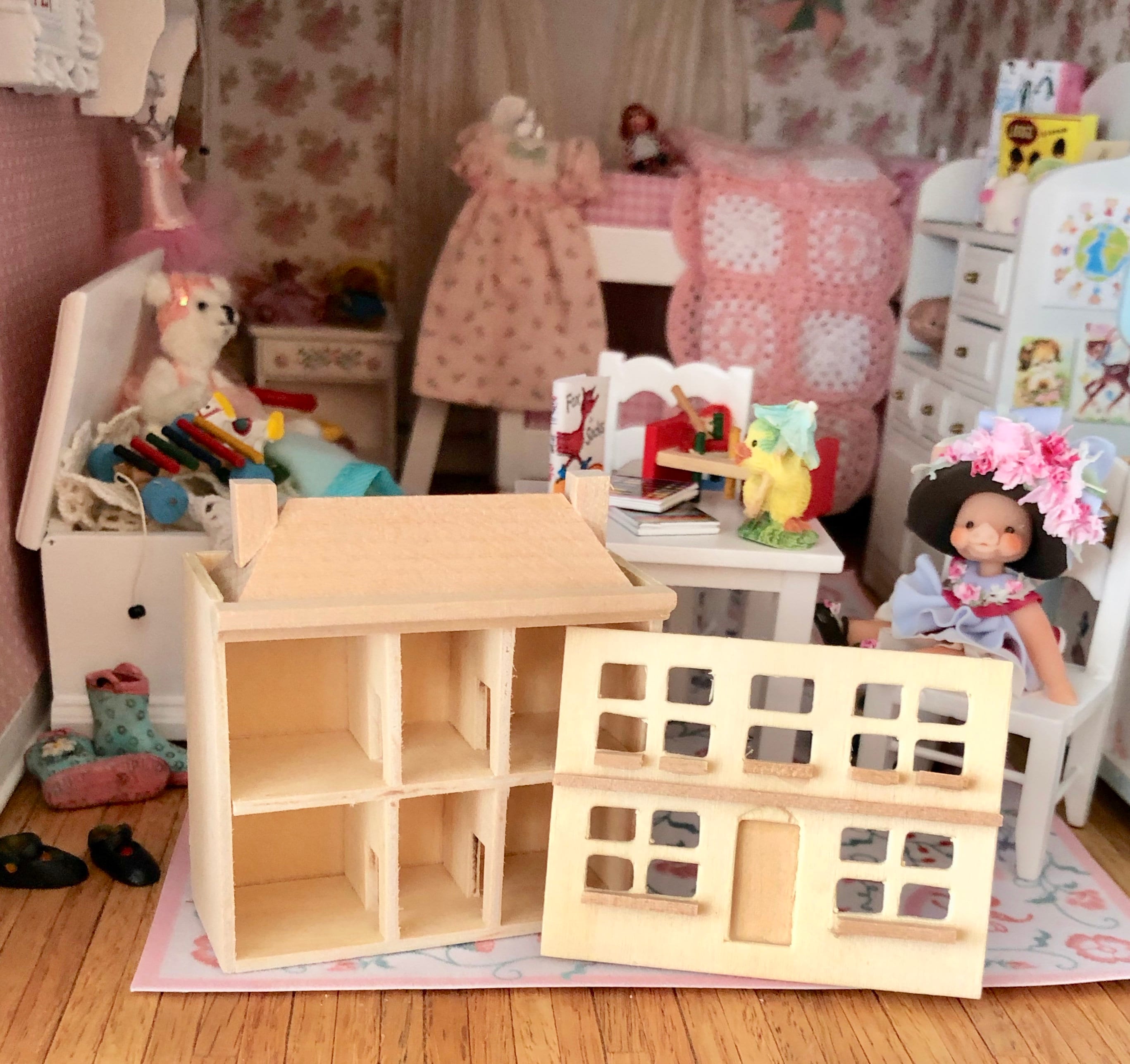 Miniature Unfinished Toy Doll Dollhouse 80 Mini Wood Dollhouse With