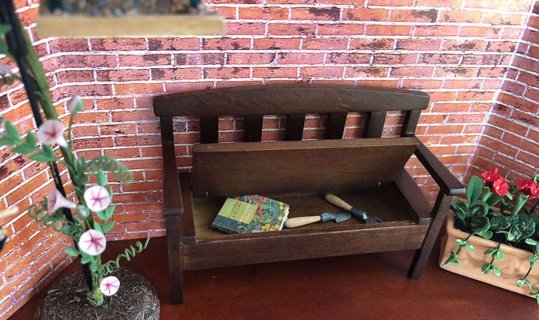 Miniature Garden Bench Wood Garden Bench With Seat Storage - Etsy