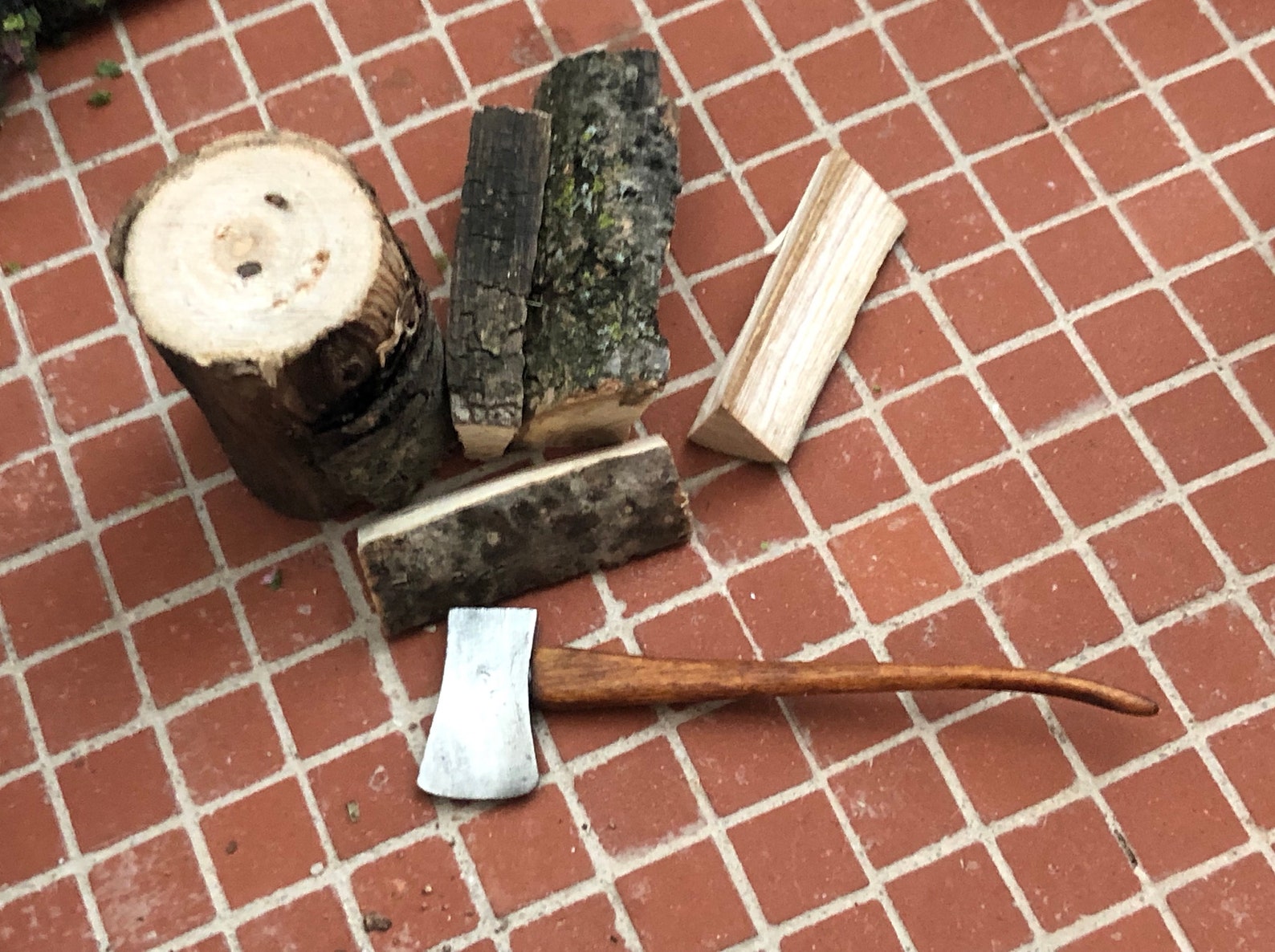 Miniature Axe Set with Stump and Logs Hand Crafted Axe | Etsy