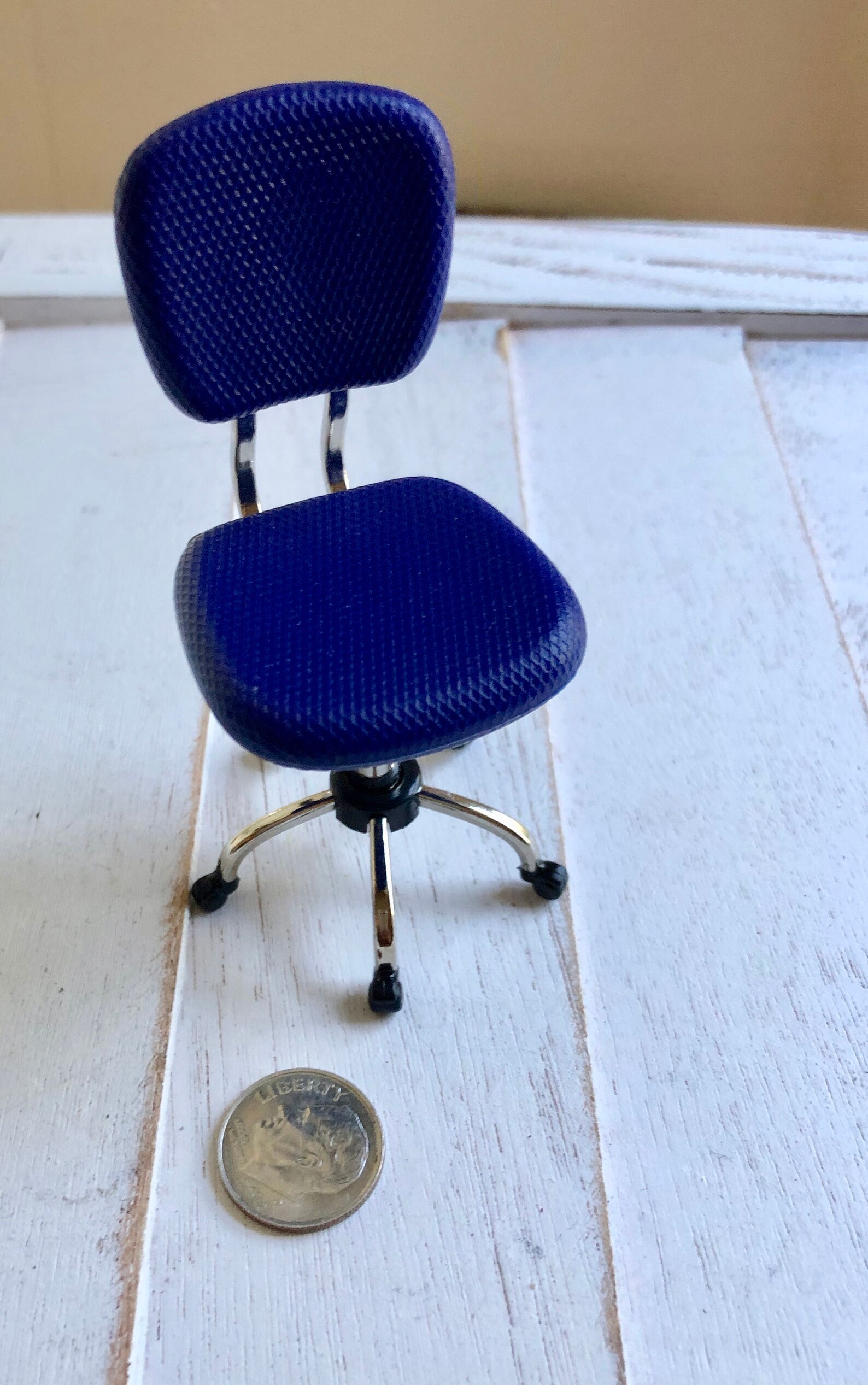Miniature Swivel Office Chair Mini Blue Desk Chair Dollhouse - Etsy
