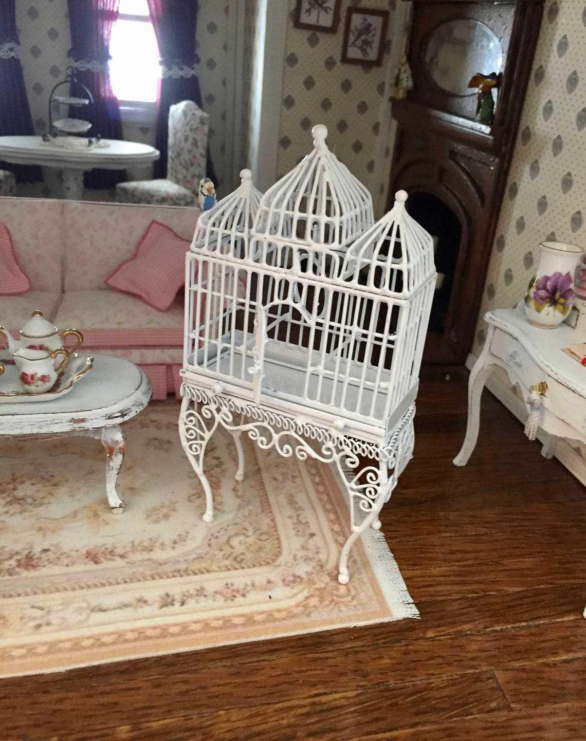 Miniature Bird Cage Large White Wire Fancy Cage With Hinged - Etsy