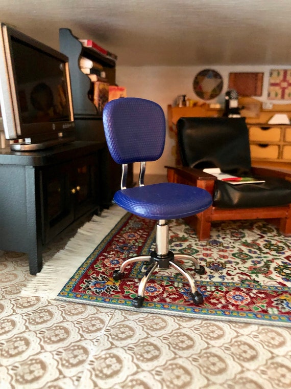 Miniature Swivel Office Chair Mini Blue Desk Chair Dollhouse - Etsy