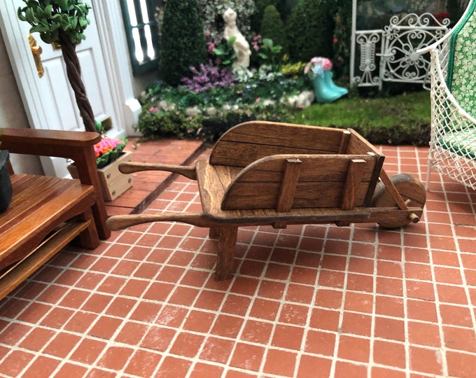 Miniature Wheelbarrow, Hand Crafted Wood Wheelbarrow, Dollhouse ...