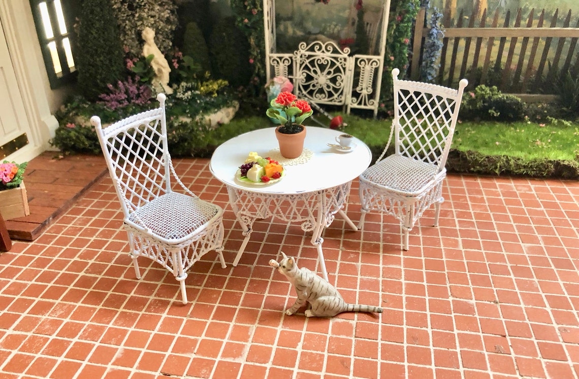Miniature Table and Chair Set White Gathering Table and - Etsy